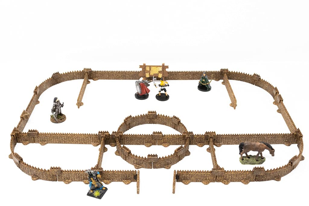 Palisades Fences Kit - Mini Dungeon Castle Cavern Terrain for RPGs, Dungeons & Dragons (DND), Pathfinder, War Gaming, and More! by DCD (34+pcs, 7ft 8in)