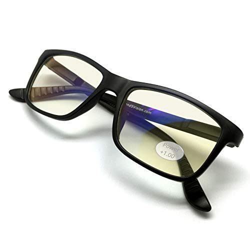 J+S Vision Reading Blue Light Glasses - Filters 90% High-energy blue light, 100% UV protection - Mohio (Classic Rectangle) Black Frame/Low Color Distortion Lens +2.50 Diopter