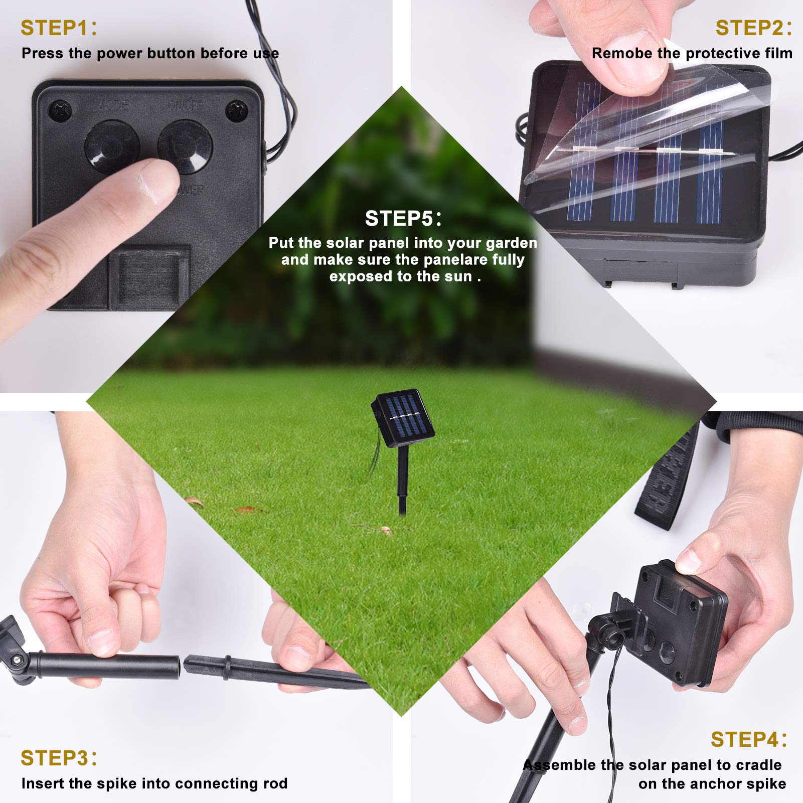 SLASHOME Solar String Lights Outdoor, 28.8Ft 30LED Waterproof Globe Fairy Lights, Solar Powered Lights with 8 Modes Light for Garden Porch Party Decor