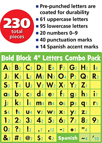 Teacher Created Resources Chalkboard Brights Bold Block 4-Inch Letters Combo Pack (TCR5617)