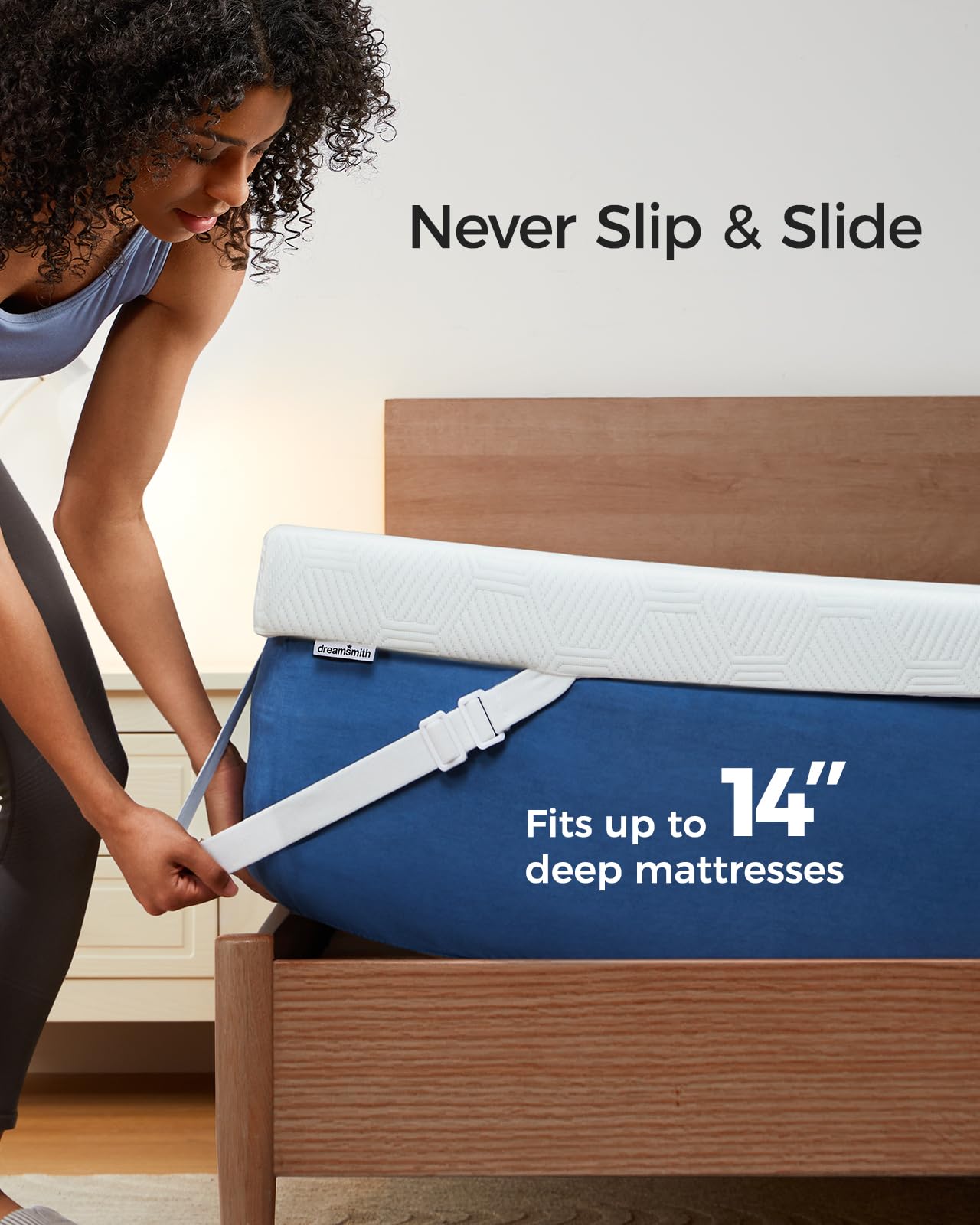 Dreamsmith 3 Inch Gel Memory Foam Mattress Topper Twin Size, Breathable Pressure Relief Mattress Topper, Washable Cover with Elastic Straps & Non-Slip Bottom, CertiPUR-US Certified, Cooling