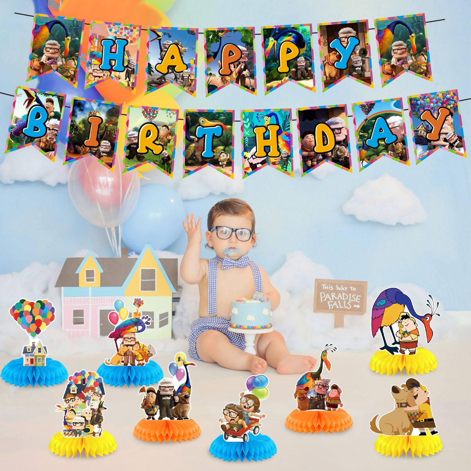 Generic 8PCS ππ πΌππ πππππ Birthday Party Decorations Honeycomb Centerpiece, Cartoon Game Theme 3D Double Sided Party Table Decorations for Birthday Baby Shower Decorations ο»Ώ