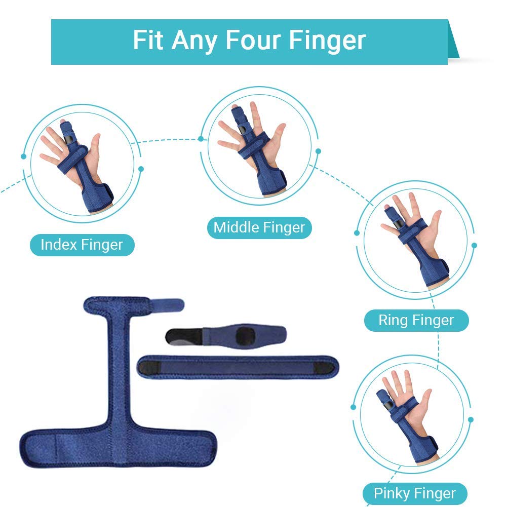 Chanmee New Navy Blue Fingers with Steel Finger Corrector Adjustable Aluminium Finger Splint Hand Support Recovery Brace Protection Injury Aid Tools