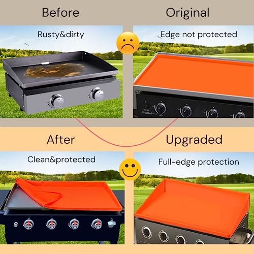Jacooxi Silicone Griddle Mat 36 Inch for Blackstone Grill, Upgraded Blackstone Griddle Full Wrap Mat, Outdoor Griddle Cover Accessories, Orange