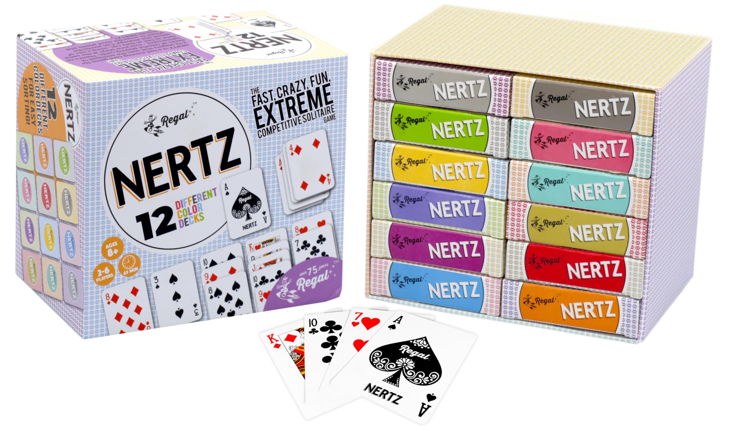 Regal Games Nertz Playing Cards 12 Pack - Decks of 12 Color Cards Wide-Size & Fun Playing Cards - Deck of Playing Cards for Poker, Solitaire, Blackjack & More