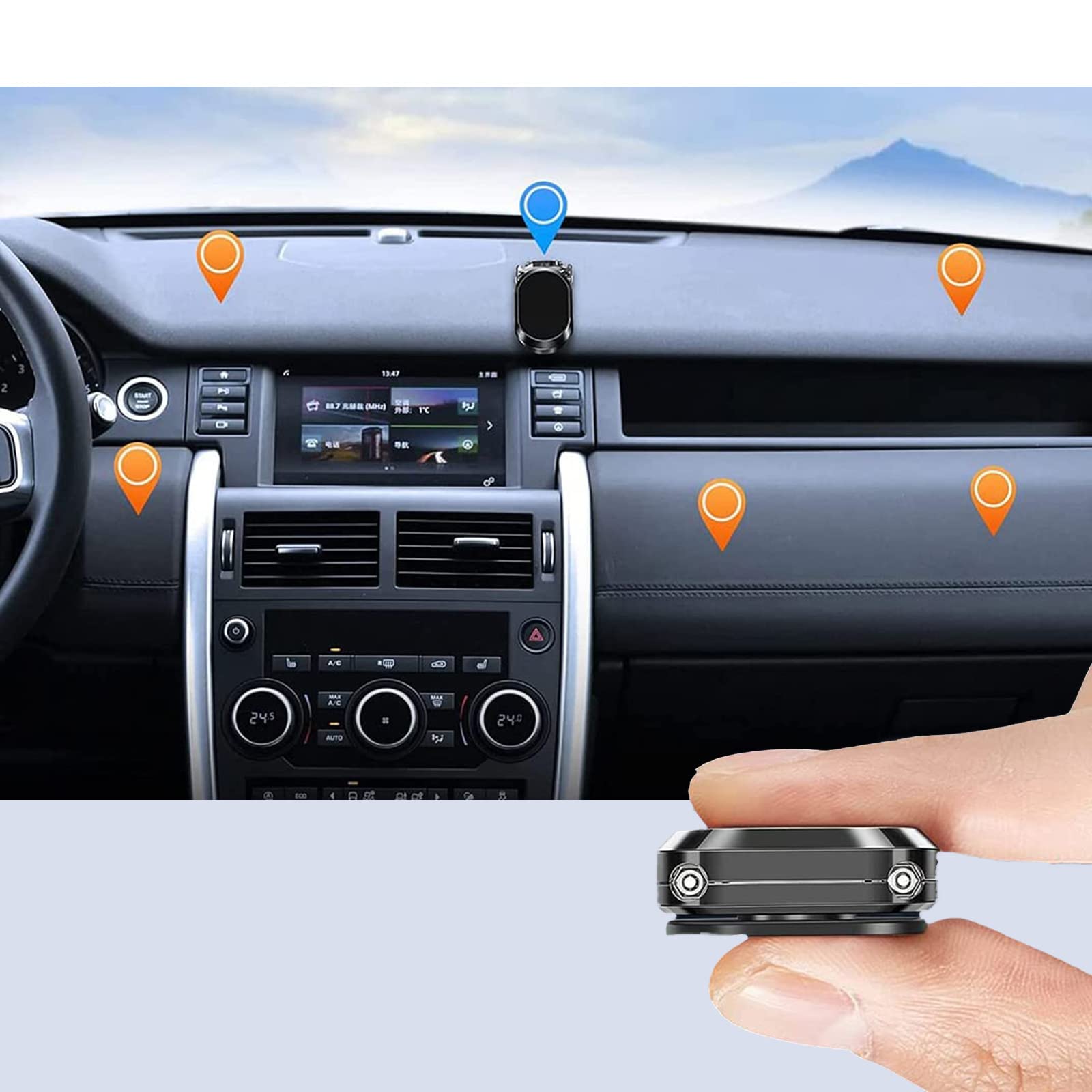 FEELNOW 2023 New Alloy Folding Magnetic Car Phone Holder, Magnetic 360° Car Phone Holder Stand Dashboard Folding Bracket Universal (Black)