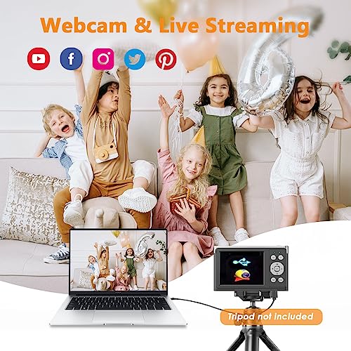 ordine Digital Camera, 4K Kids Camera with 32GB SD Card Autofocus, 50MP Compact Video Camera 16X Digital Zoom Vlogging Camera for Kids Students Teens (Black), (DC504K)