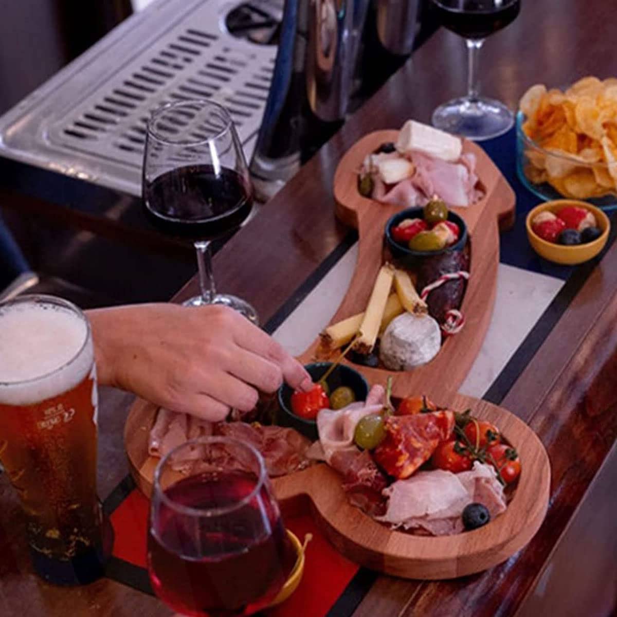 Funny Aperitif Board,Solid Wood Charcuterie Platter and Cheese Board,Novelty Kitchen Cutlery Wine Fruit Meat Cheese Platter,Ideal Bachelor Party Housewarming Bachelor Party and Gag Gift(15.8" Left)