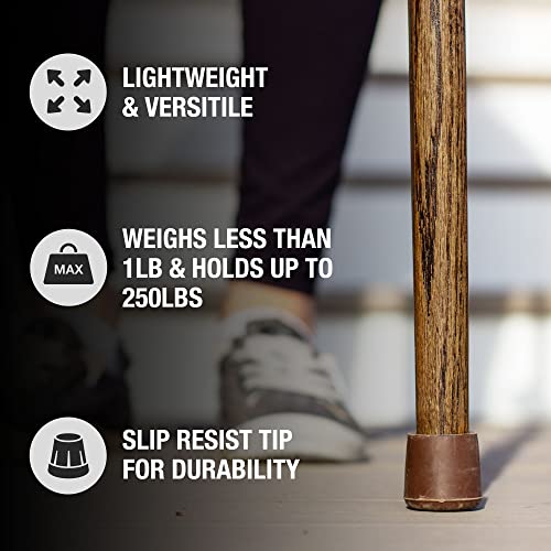 Brazos Handcrafted Wood Walking Stick, Twisted Oak, Hitchhiker Style Handle, for Men & Women, Made in the USA, Brown, 55"
