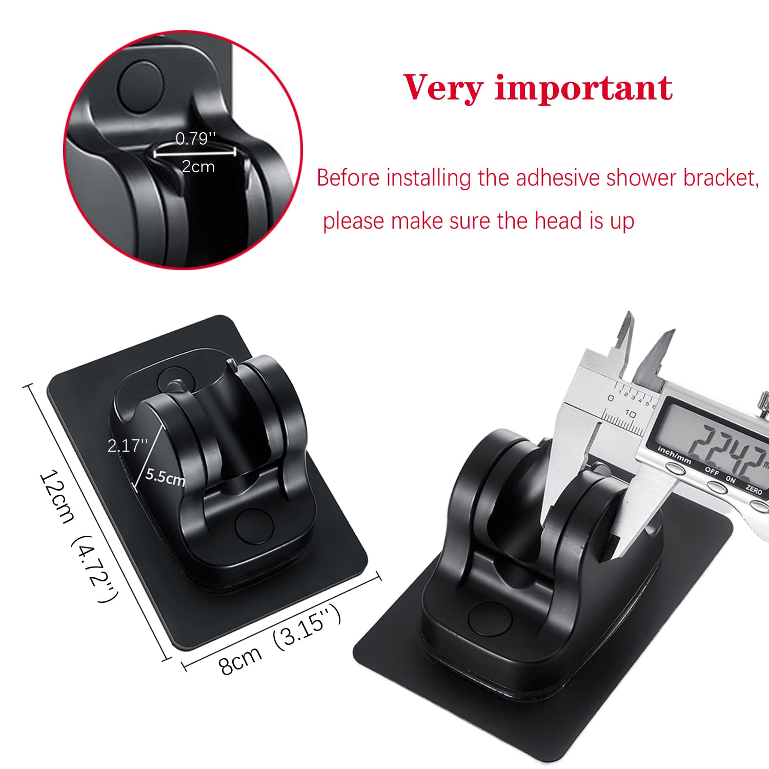 DASITON Large Wall Mount Strong Adhesive Waterproof Handheld Shower Holder,Shower Head Holder,for rv Shower Kids Shower Bathroom Shower