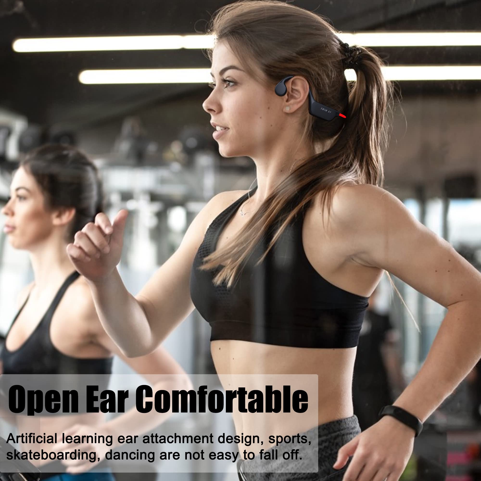 DOVIICO Bone Conduction Headphones-Bluetooth Waterproof Swimming Headphones Built in 8GB Memory MP3 Player with Mic & Voice Control for Running and Swimming(X7)
