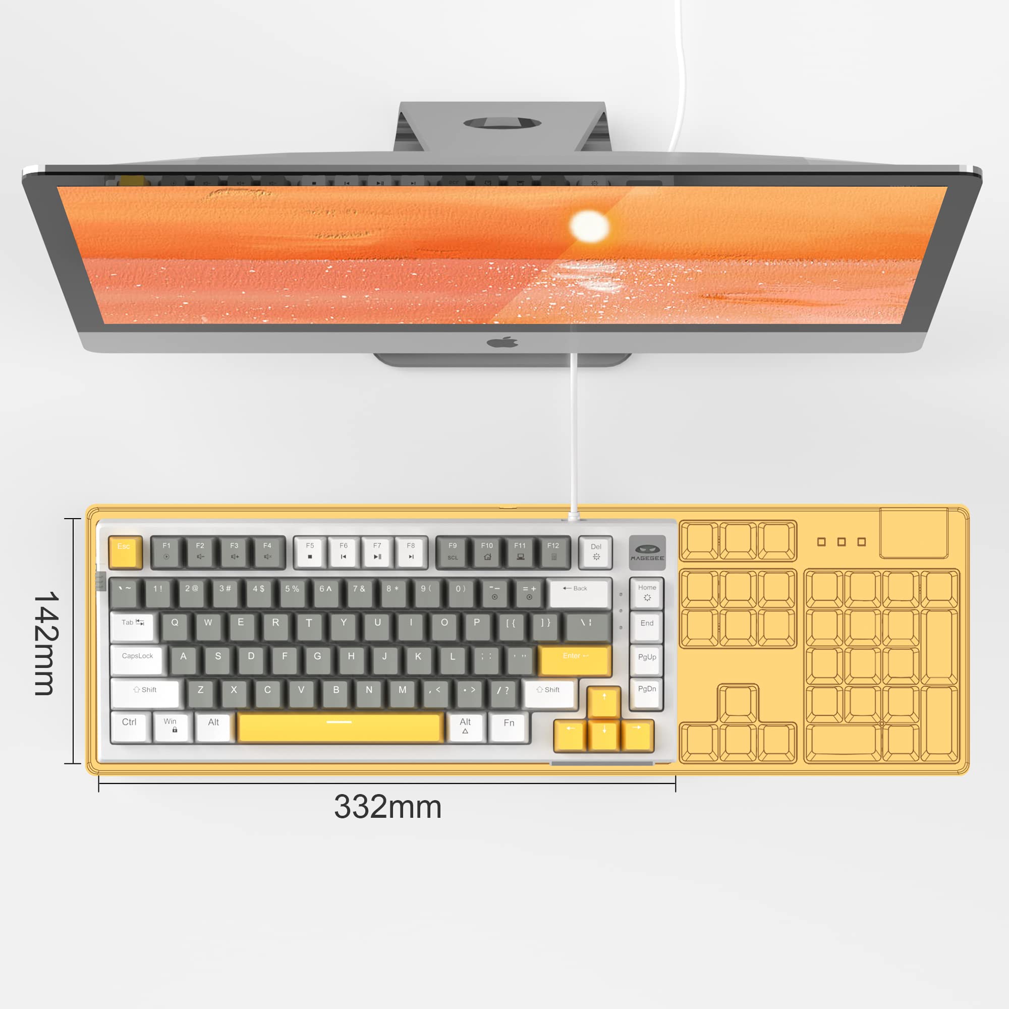 DANSHER Percent 60% Mechanical Gaming Keyboard,81Keys Wired Mechanical Keyboard LED Backlit Compact Office Keyboard with Blue Switch for Windows Laptop PC Mac Xbox