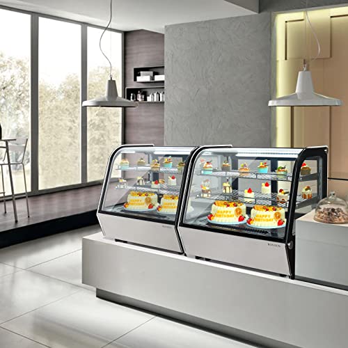 ROVSUN 4.2 Cu.Ft. Commercial Display Refrigerator, Refrigerated Display Case Countertop Pastry Display Case w/LED Lighting Air-cooling Automatic Defrost Rear Sliding Door for Cafe Restaurant