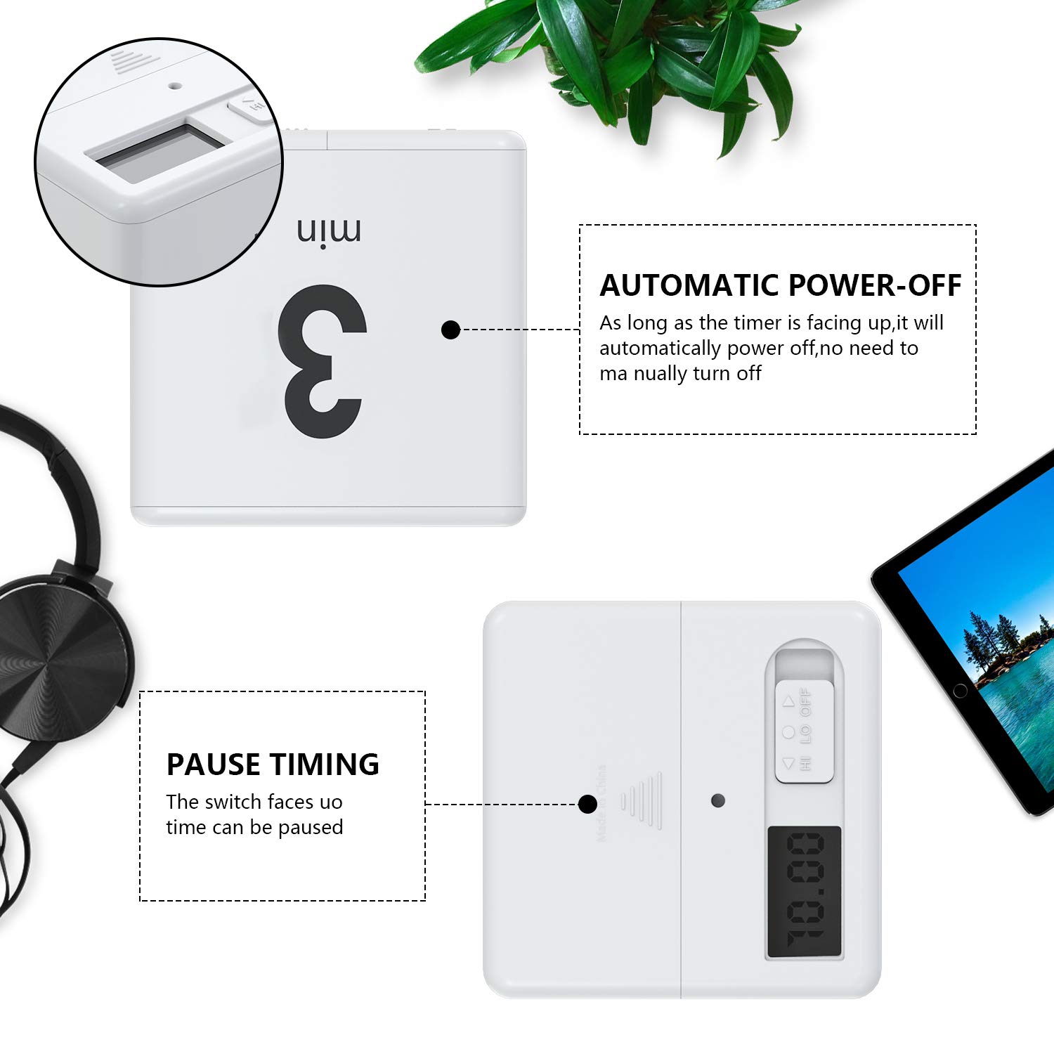 Cube Timer,Pretmess Gravity Flip Kitchen Timer for Time Management and Countdown Settings 1-3-5-10 Minutes