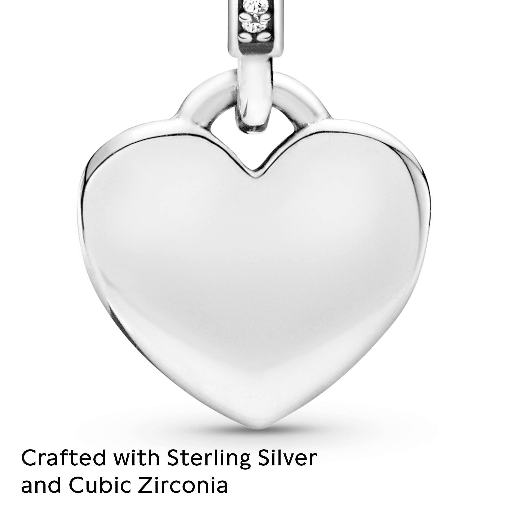 PANDORA Heart Dangle Charm - Compatible with PANDORA Moments Bracelets - Jewelry for Women - Made with Sterling Silver & Cubic Zirconia