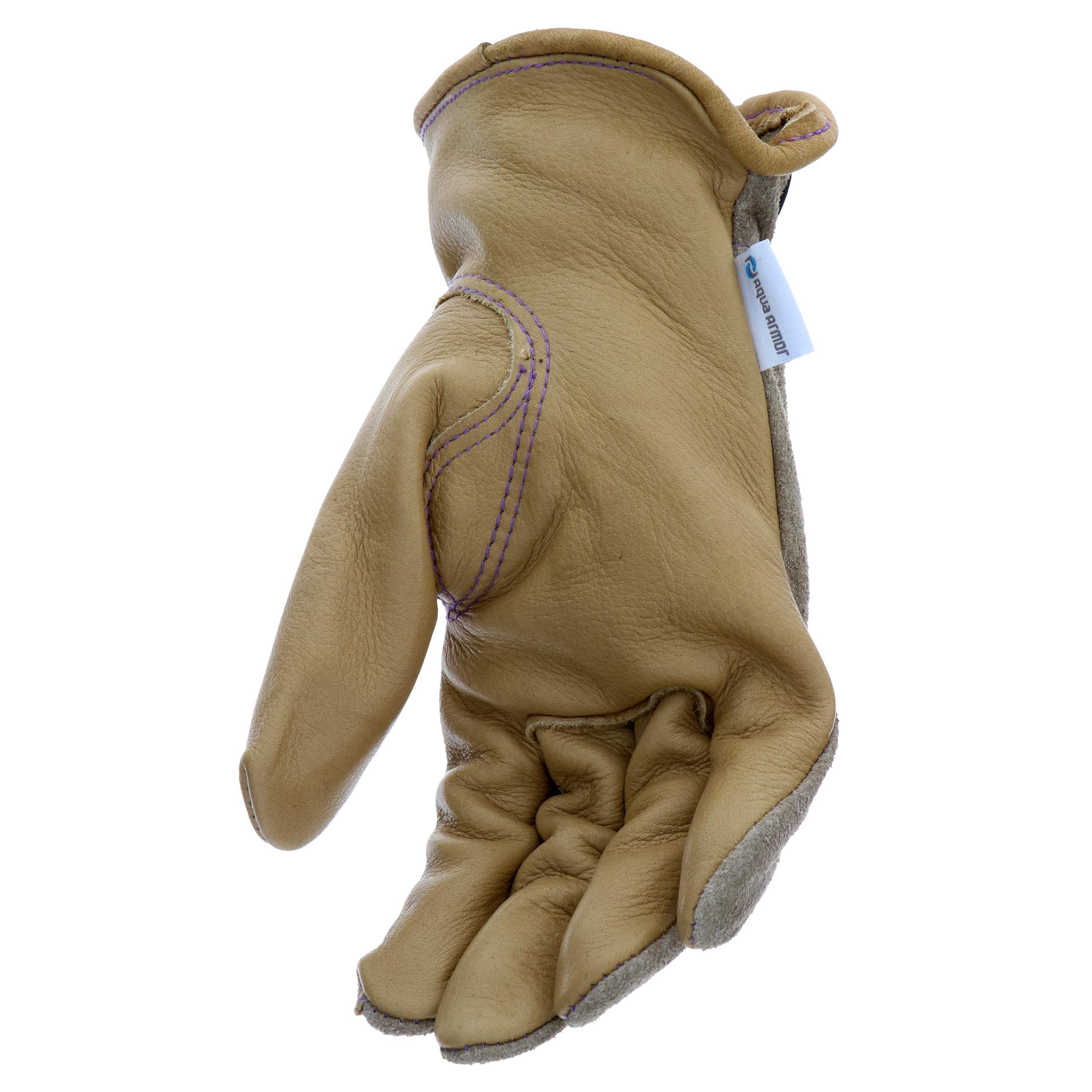 Miracle-Gro MG86006 Aqua Armor Cow Grain Palm Gloves - [1 Pair, Small/Medium] Women Gloves with Shirred Elastic