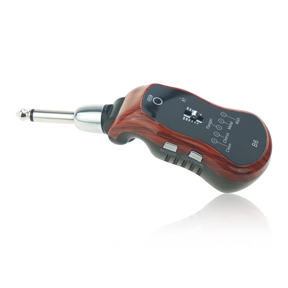 OW Portable Guitar Headphone Amp Synthesizer Pocket Guitar Plug Guitar Amplifier Rechargeable for Electric Guitar with Bluetooth Receiver Support 5 Effects: Clean/Chorus/Flanger/Metal/Wah