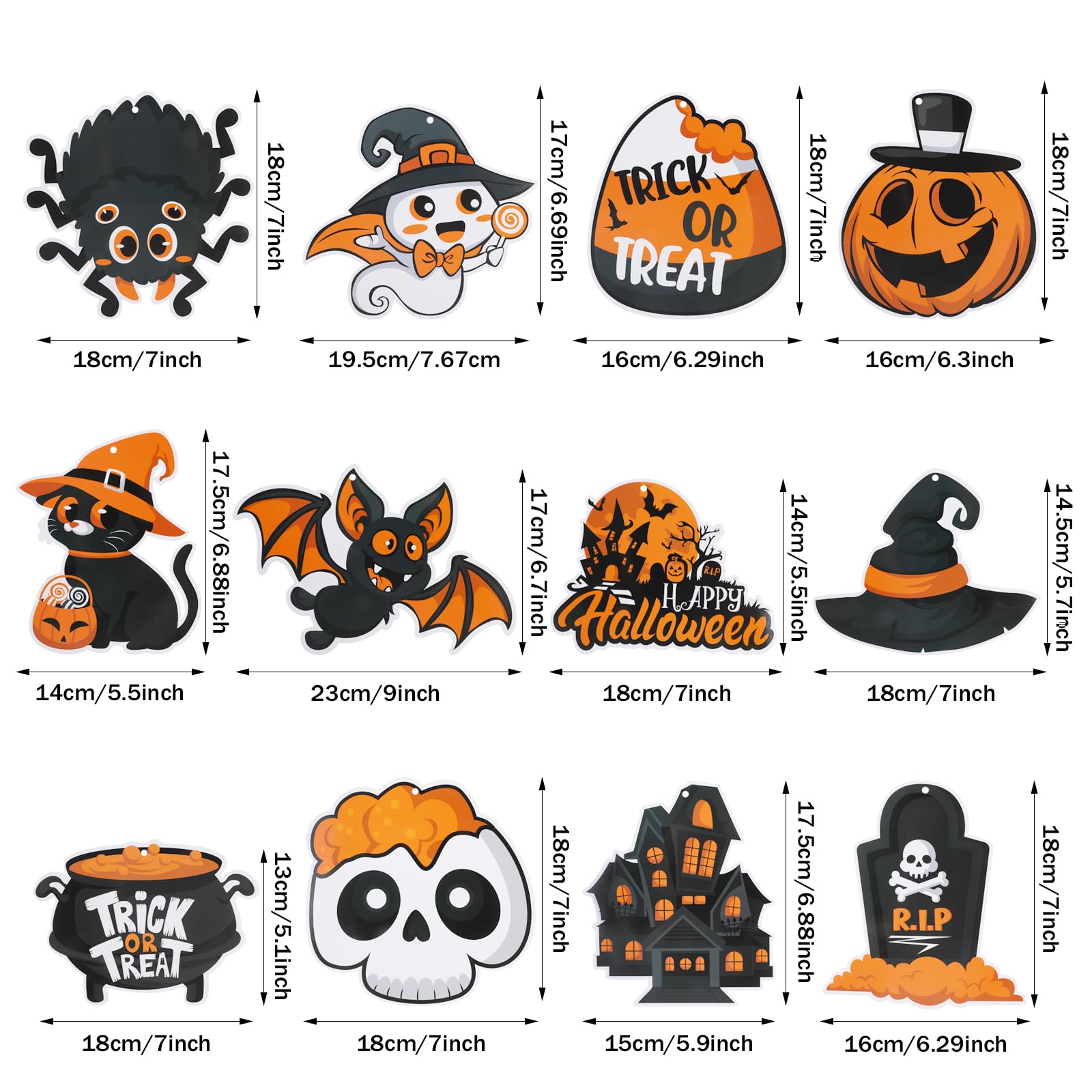 CCINEE Hanging Swirl Ceiling Scare Decorations for Halloween Party, 36 PCS Large Size Witches Ghost Pumpkin Spider Ceiling Home Indoor Halloween Eve Party Decor Supplies