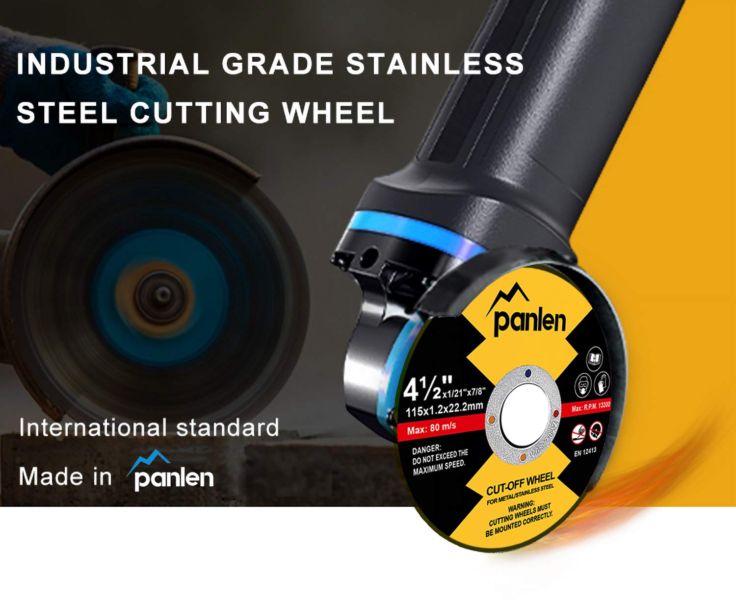 panlen 25 Pack - 4.5" 7/8" Arbor Cut Off Wheels for Metal, Premium Materials Stainless Steel Cutting Wheel, Thin Cut-Off Discs for Angle Grinder