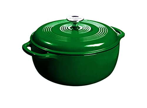 Lodge Enameled Cast Iron Dutch Oven, 6 Qt, Evergreen & Enameled Cast Iron & Ceramic Stoneware Care Kit