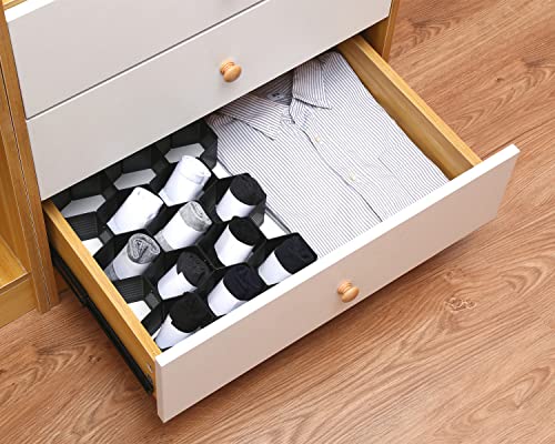 Natzerat Honeycomb Drawer Divider Suitable for bedroom underwear Socks Cosmetic storage locker sorting 8-piece drawer organizer (Black)