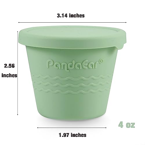 PandaEar 12 Pack Silicone Baby Food Storage Containers, 4 oz Reusable Small Snack Containers Freezer Storage with Airtight Lids Leak Proof for Infants Kids Babies, Microwave & Dishwasher Safe