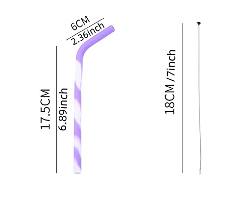 Collapsible Reusable Silicone Straws Portable Folding Drinking Straw Free with Travel Case & Cleaning Brush for Party Travel Household Cold or Hot Straws (B)