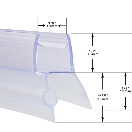 ELEGANT Shower Plastic Strip 28" Long Clear Vinyl Shower Door Bottom Seal Strips,Waterproof Rail for 3/8" Frameless Glass Shower Doors