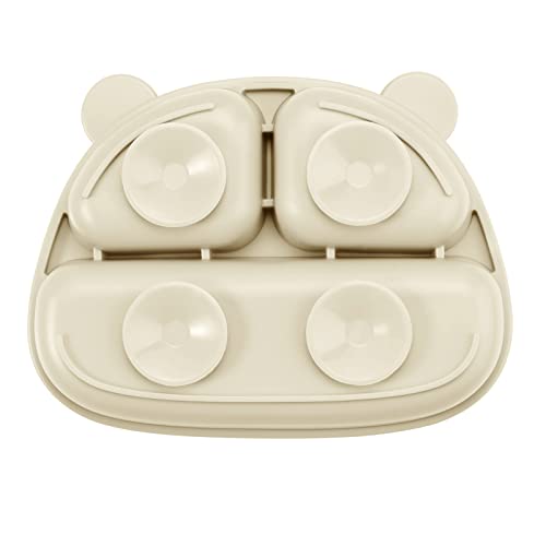 PandaEar 2 Pack Silicone Baby Suction Plates with 2 Spoons for Self Feeding, 100% Silicone Kids Toddler Suction Plates, Divided Baby Plate Set, Microwave & Dishwasher Safe, BPA Free