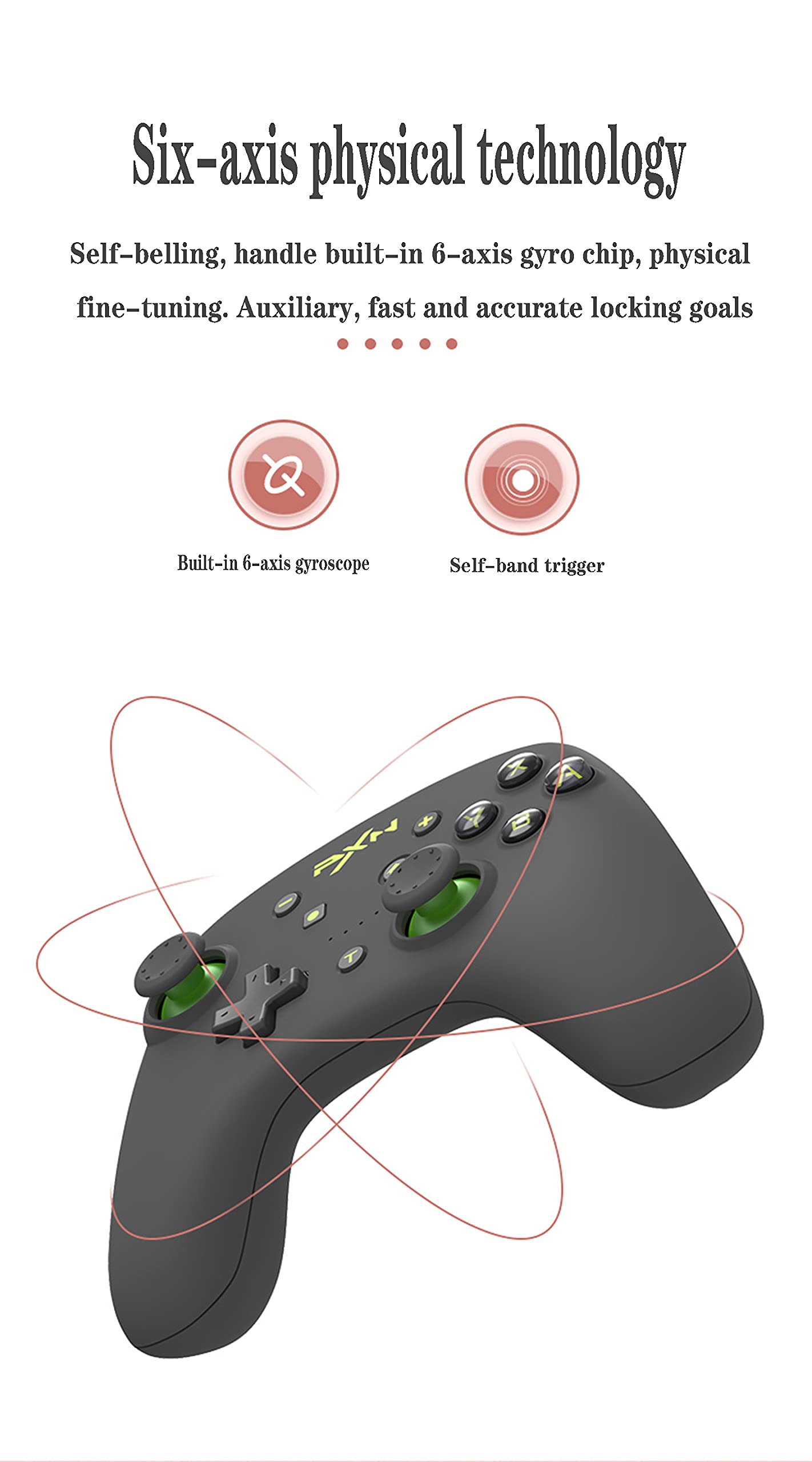 PXN 9607X Wireless Switch Controller,switch Pro Controller Gamepad Joystick Support NFC/Amibo/Turbo Screenshot/Gyrox Axis and Dual Vibration,Switch controller for N-Switch/Lite/OLED (Yellow)