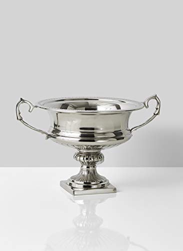Serene Spaces Living Silver-Plated Trophy Flower Urn, Use for Home Decor, Event Centerpieces, Wedding, Parties, Floral Arrangements, Medium 10" Diameter