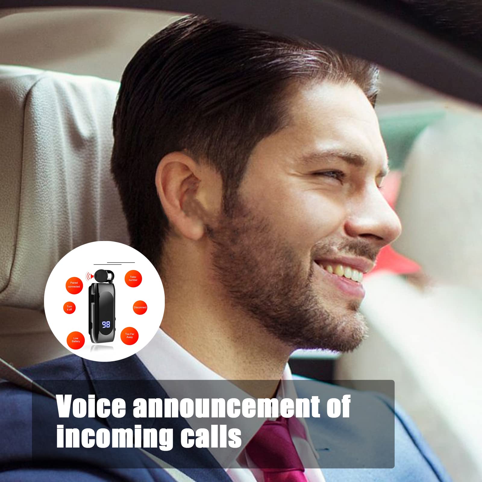 ESSONIO Earbud & in-Ear Headphones Bluetooth Headset Retractable Wireless Headset Headphone Wireless earpiece Cell Phone Wired Earbud for Trucker for Business Meeting Headphones Clip on Earbud