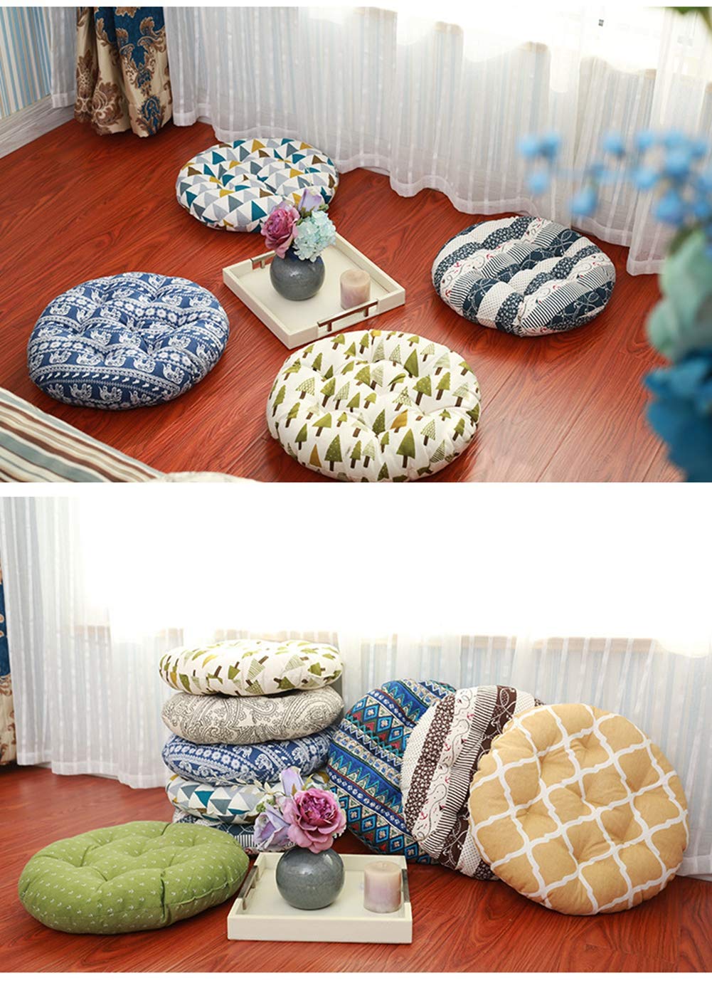 DadaA Cotton Chair Pads,Soft Seat Cushions Thicken Seat Pads Cushion Pillow for Office,Home or Car Sitting,Set of 2 (A)