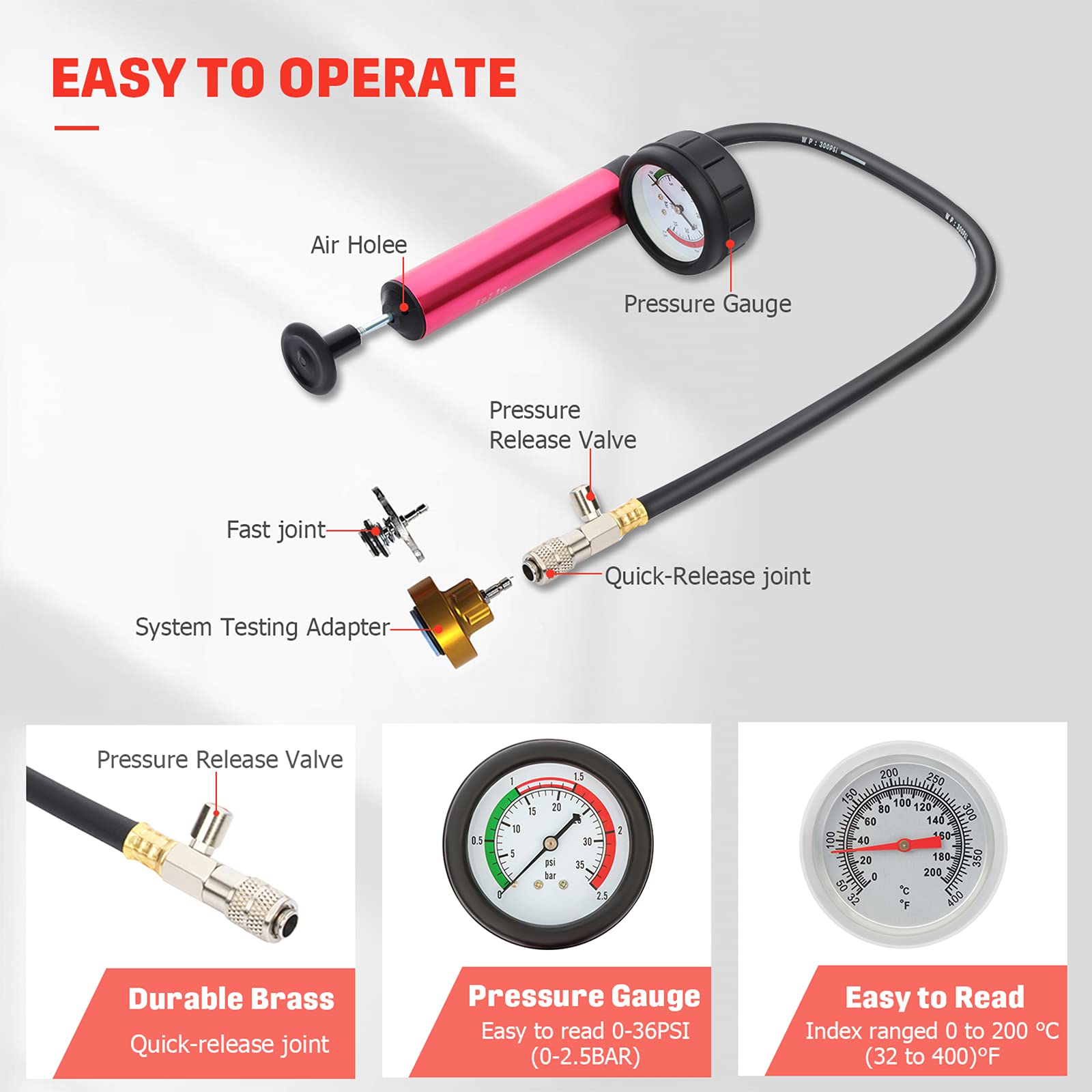 cciyu Radiator Pressure Leak Tester Vacuum Cooling Coolant System filler Kit Adapter Compression Storage Tools 14PCS Set Universal for Trucks, Cars, Motorcycle