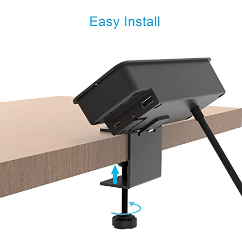 Desk Clamp Power Strip USB C, Desk Mount Power Strip with AC Outlet/2 USB Ports/15W Wireless Charger Station, Desktop Surge Protector PD 20W USB C Fast Charging, Fit 2.16" Tabletop Edge