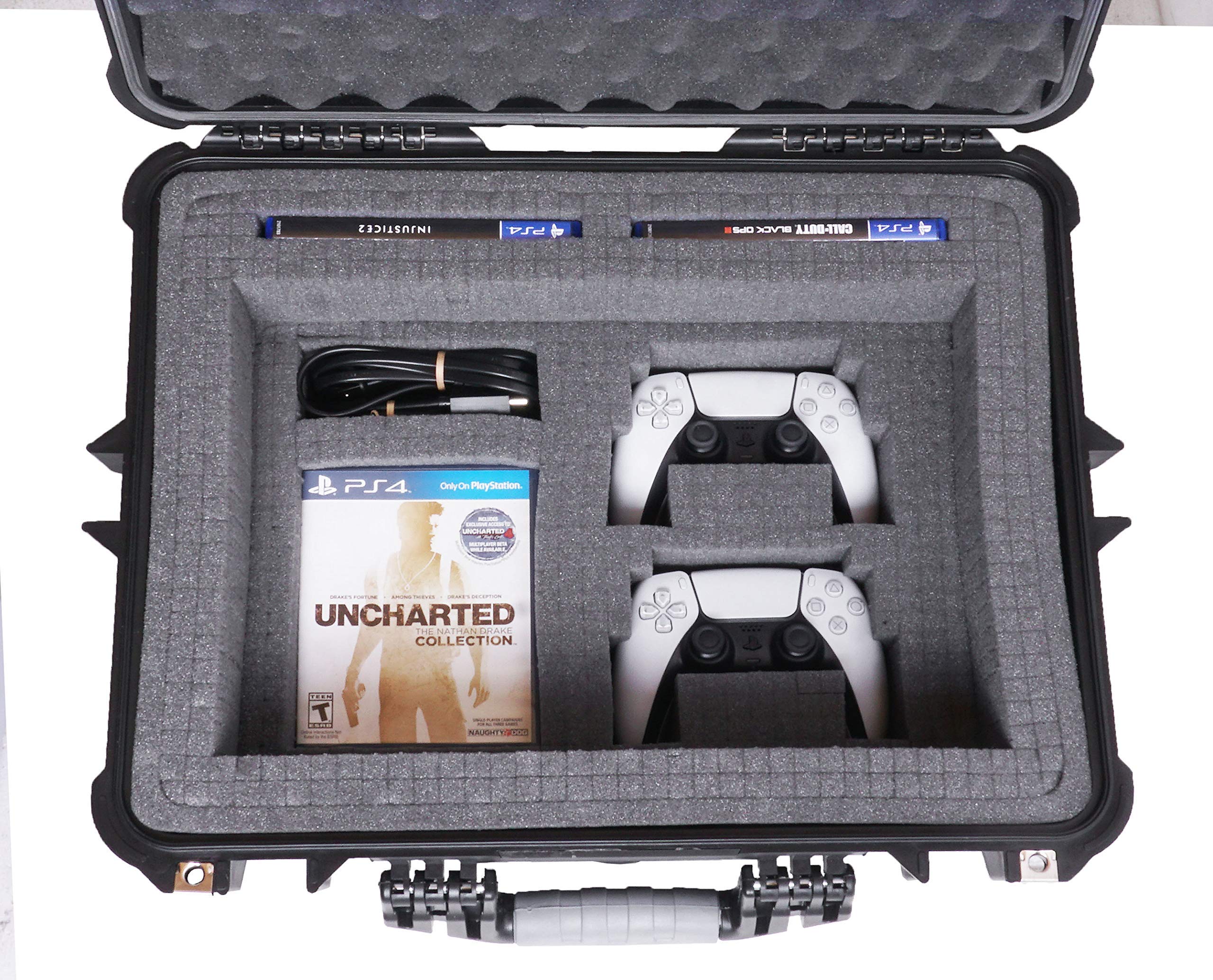 Case Club Waterproof Hard Case Fits PlayStation 5 (PS5), 2 Controllers, Games & Accessories - Crushproof - Lockable - Customizable Foam (PS5)