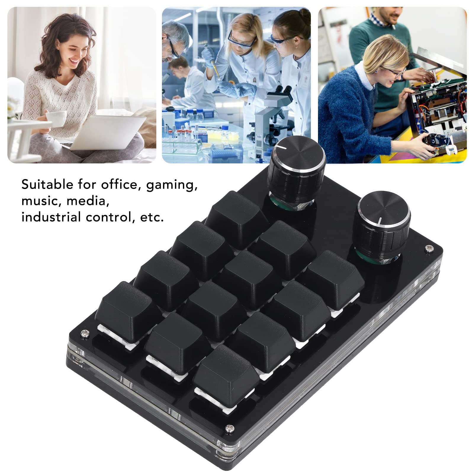 DAUERHAFT PC Gaming Keyboard, Portable Programmable Computer Keyboard and Mechanical Gaming Keyboard, Customizable Mechanical Keyboard and Computer Game Hardware with 1 USB Cable, 12 Keys, 2 Buttons