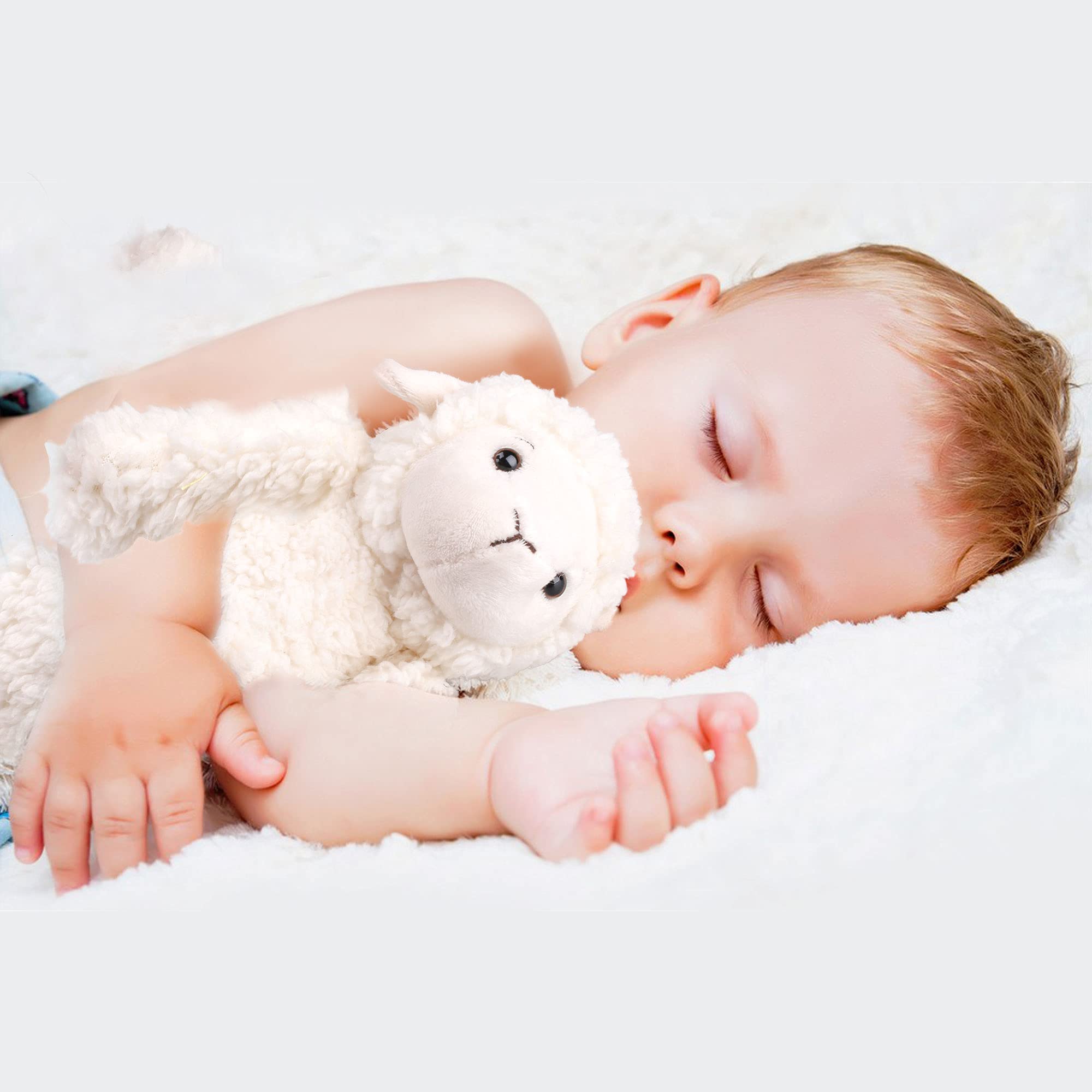 LotFancy Lamb Stuffed Animal, 12" Stuffed Lamb Plush for Baby, Cuddly Fluffy Sheep Toy, Plushies for Newborn Nursery, Easter Decoration