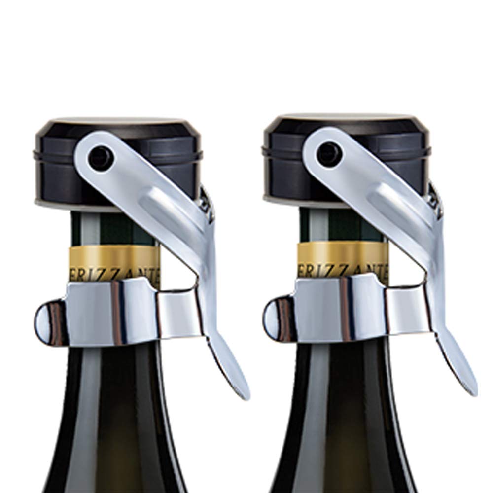 DIFENLUN Champagne Stopper, 2 Pack Stainless Steel Champagne Bottle Plug Sealer for Champagne, Cava, Prosecco and Sparkling Wine Stopper