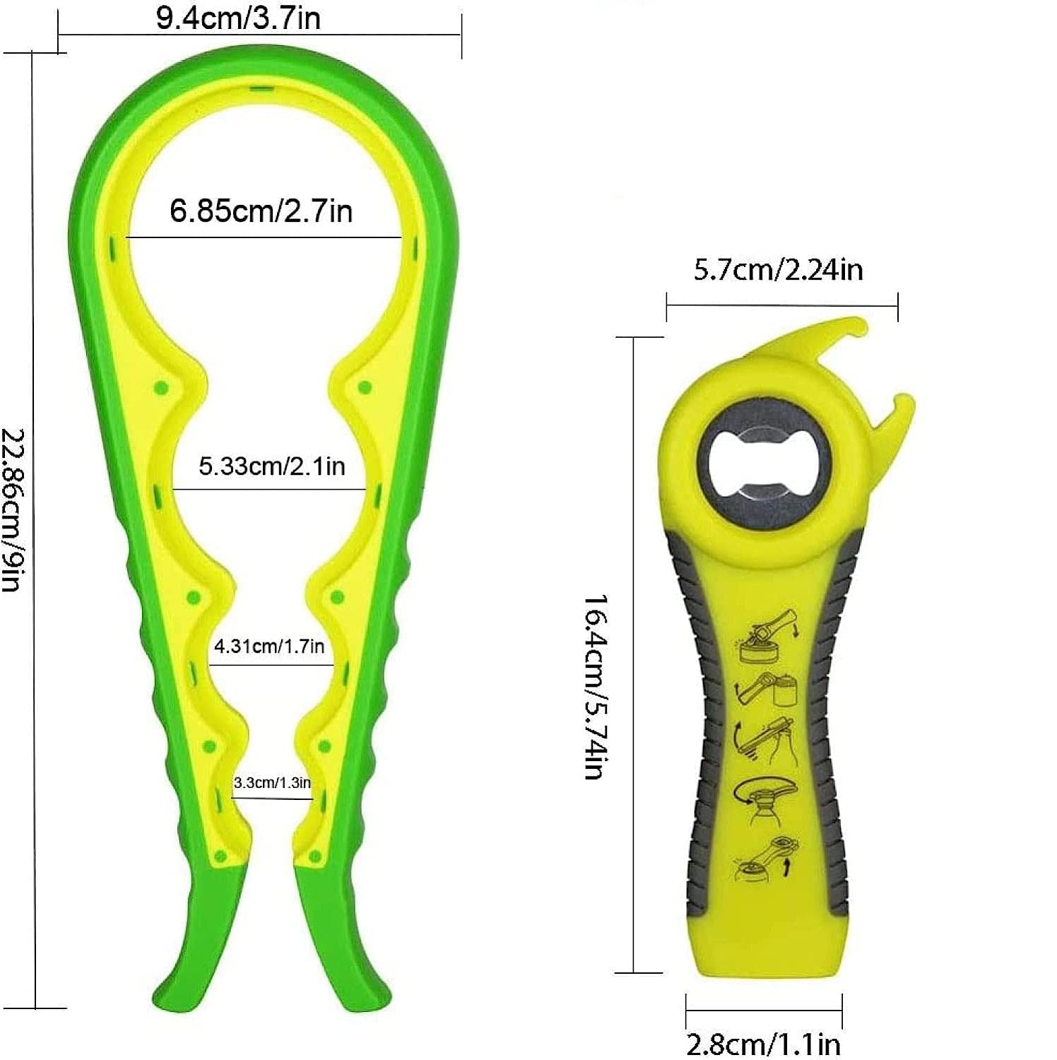 Draduo Jar Opener|Bottle Gripper Opener | Multi Bottle Opener | with Silicone Handle Easy to Use for Weak, Senior, Arthritis Hands.(green and yellow)