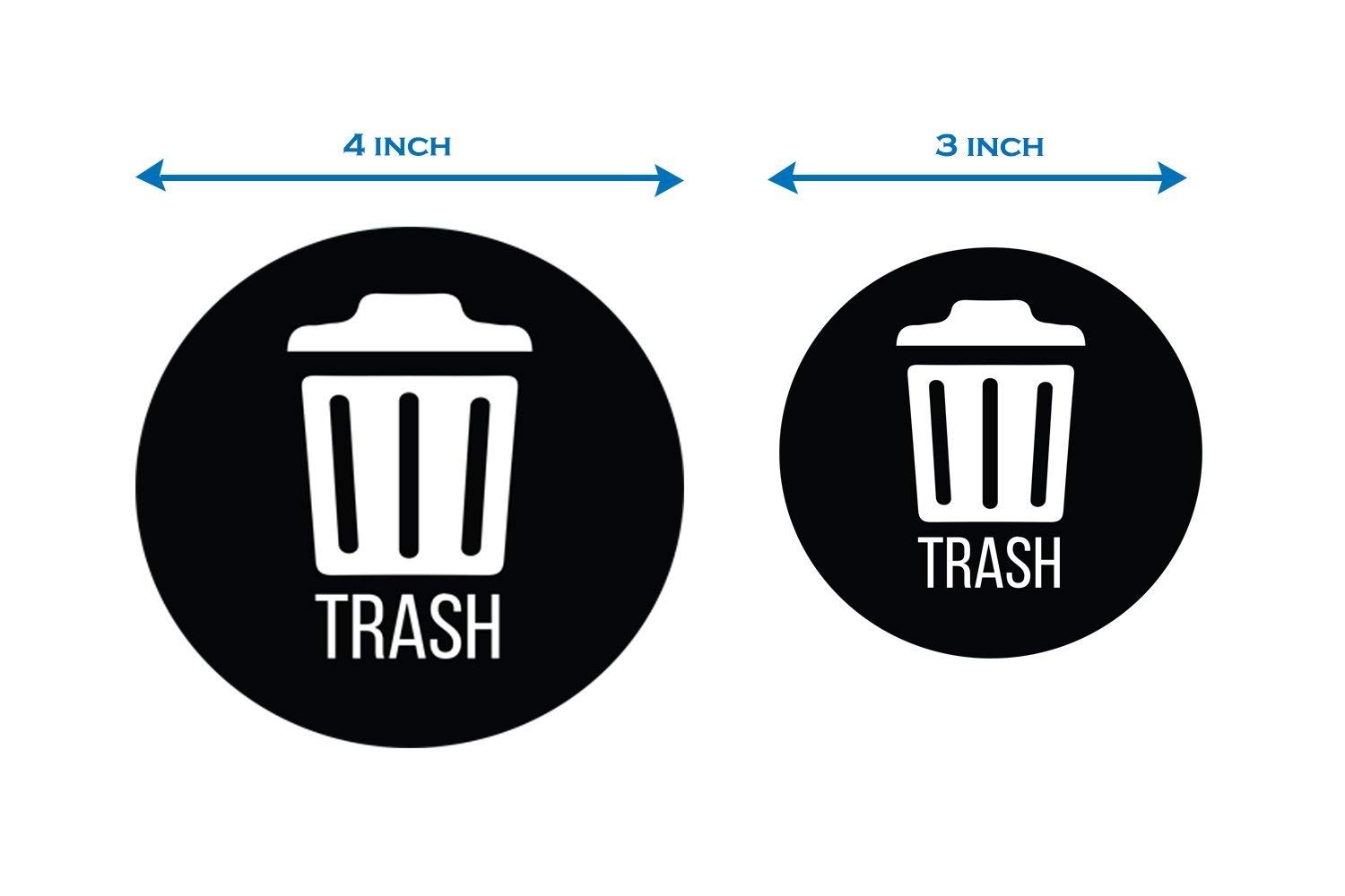 iTouchless Trash Stickers Premium Vinyl Decals for Trash Can; 3" Round Waterproof, Reusable (Set of 3); Indoor/Outdoor