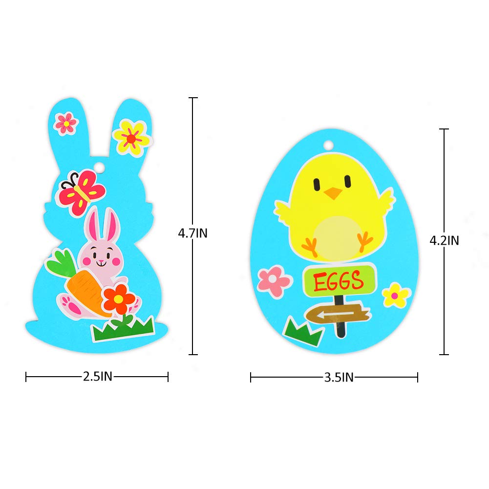 WaaHome Easter Arts and Crafts Kits with 24 Egg and Bunny Cards, Easter Egg Bunny Basket Flowers Stickers Crafts for Kids School Classroom Game Party Favors