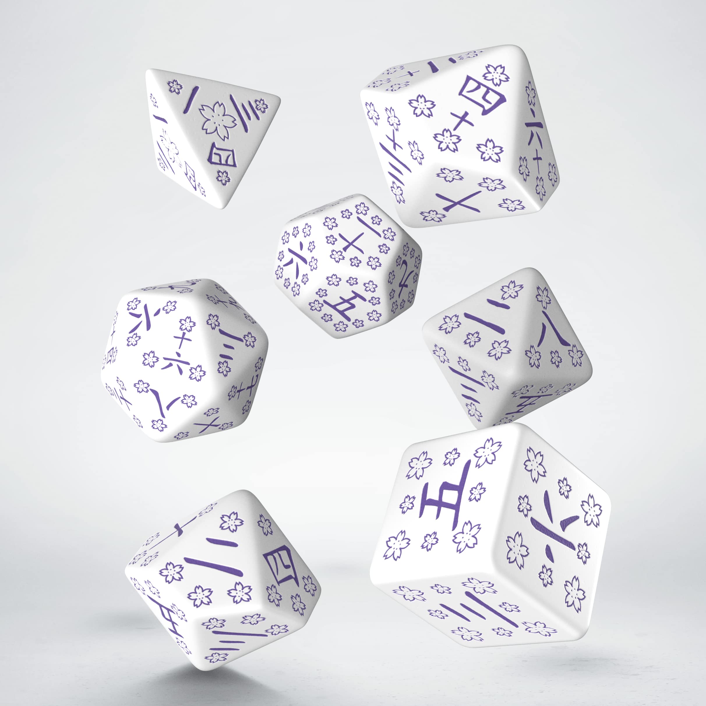 Q-Workshop Japanese Dice Set Blue Star Lotus,Blue/White