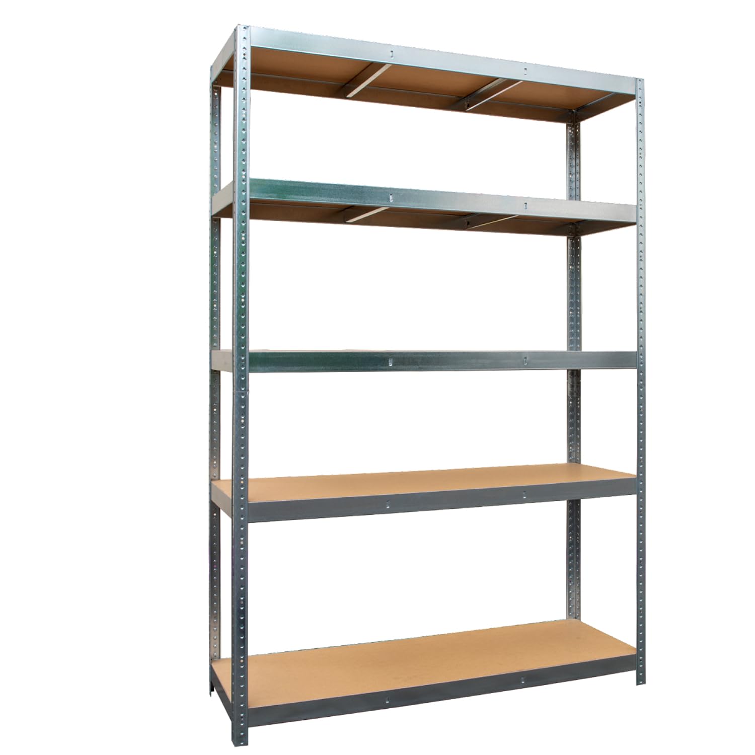 Garage Shelving Units - 71" H x 47" L x 16" W - Heavy Duty Racking - Shelves for Storage -1 Bay - Galvanised - 5 Tier - 2000LB Capacity (400LB Per Shelf) - Workshop, Shed, Office - 5 Year Warranty