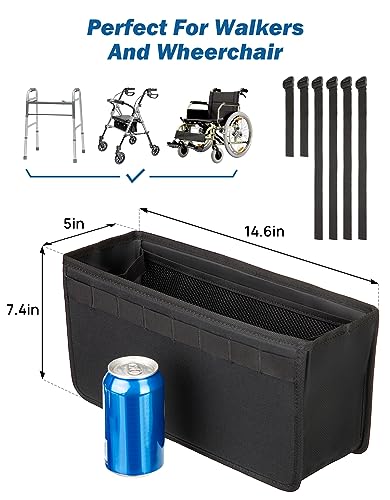 JOYTUTUS Walker Basket for Folding Walker, Basket for Walkers for Seniors,Rollator Walkers Storage Bag, Can be Installed Outside or Inside of Walker, Wheerchair