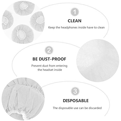 Healifty Headphone Covers 50pairs Sleeve Disposable Ear Most Stretchy Woven Nonwoven Headphones for Non- on Fit White Earpad Sweatproof Cover, Protector Earpads Covers Headphone of