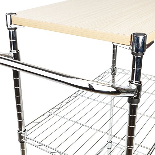 MENGK 3-Tier Rolling Kitchen Storage Trolley Cart - Steel Island Movable Utility Service with Drawer and Lower Basket
