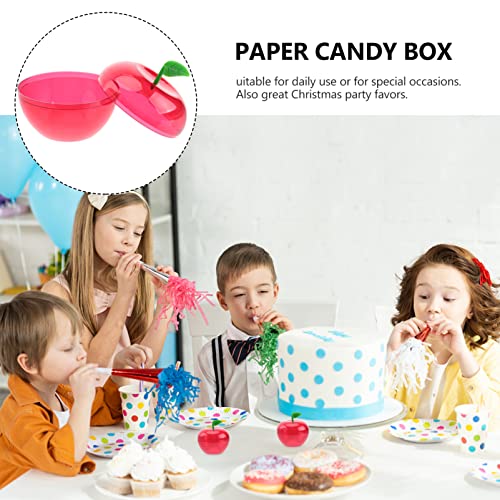 Healvian 24Pcs Apple Shape Candy Box Christmas Apple Container Plastic Chocolate Box Gift Fillable Balls Red Apple Container