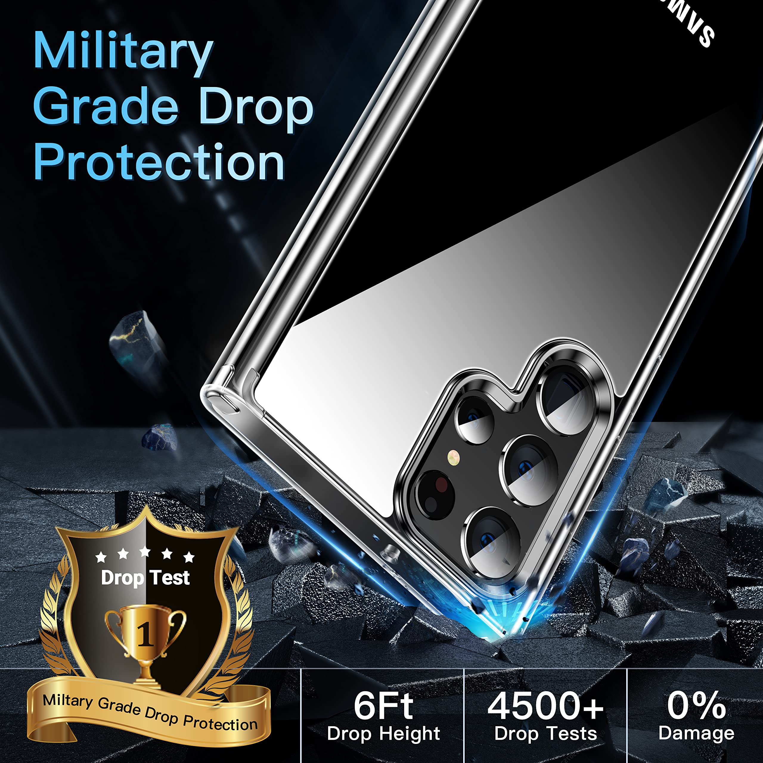 CASEKOO for Samsung Galaxy S22 Ultra Case Crystal Clear [Never Yellow] [Military Grade Drop Protection] Hard Back & Soft Bumper, Slim Thin Protective Shockproof Phone case 6.8'' 2022, Clear