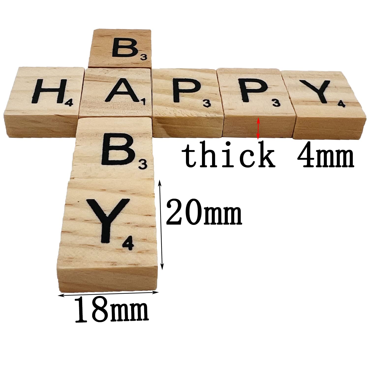 MYYZMY 200 Pcs Scrabble Letters, Wood Scrabble Tiles for Crafts Making Crossword Game